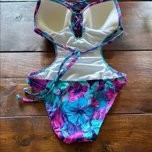 VENUS | Swim | Venus Pink And Blue One Piece Swimsuit With Cutout ...